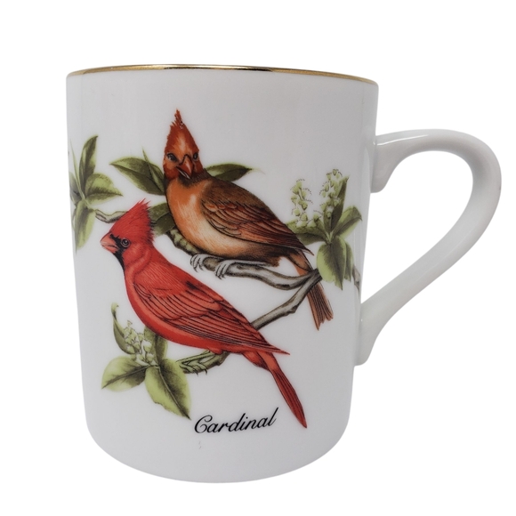 Kitchen | Porcelain Gold Rimmed Mug Coffee Tea Cardinal Birds Image By ...